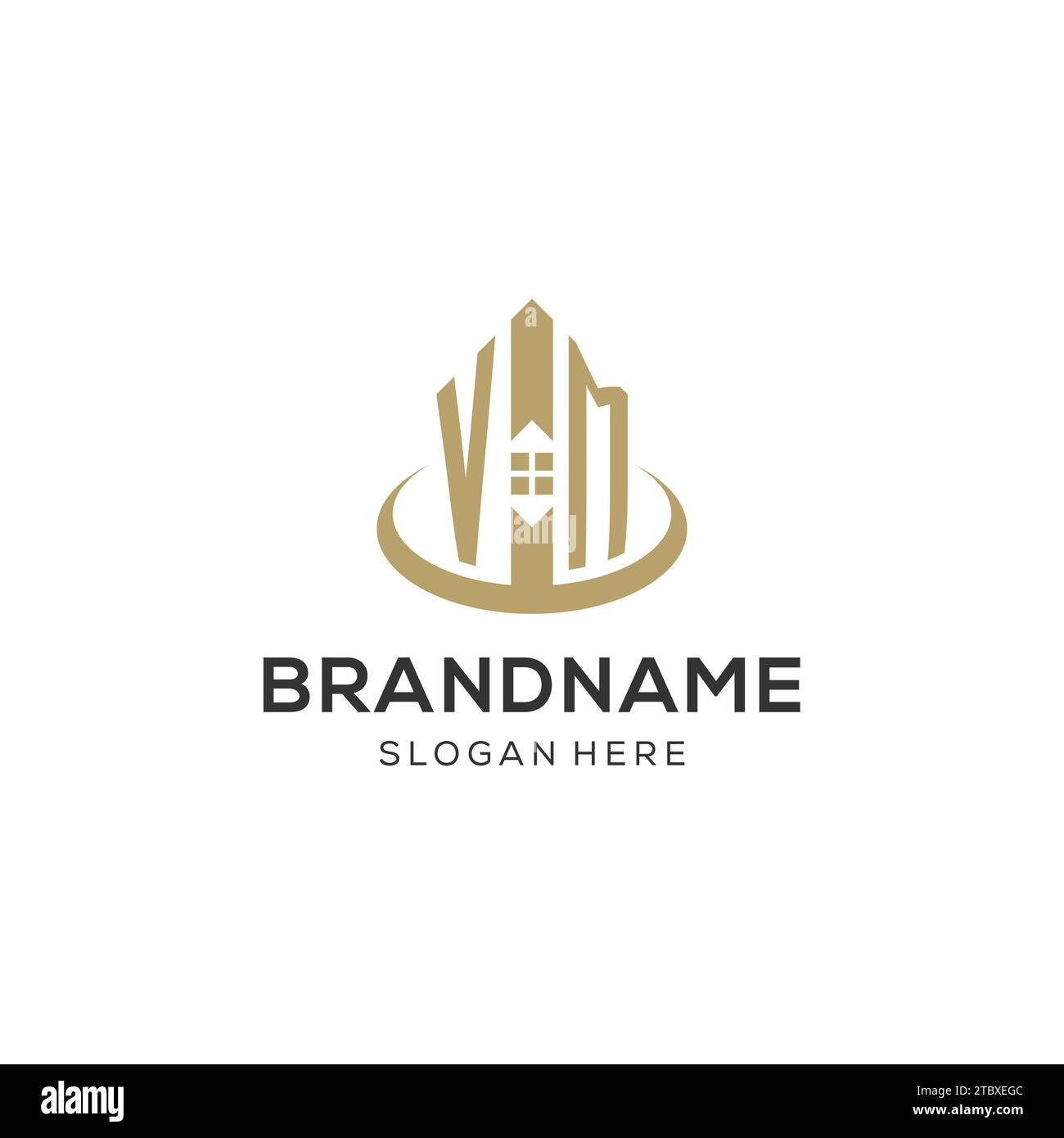 Initial VM logo with creative house icon, modern and professional real ...