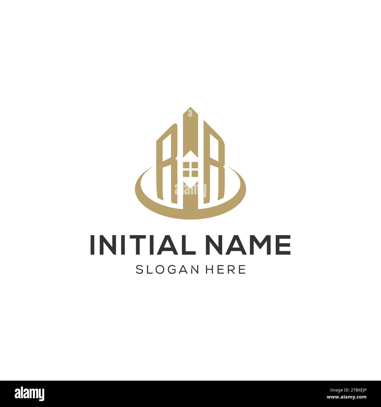 Initial RR logo with creative house icon, modern and professional real ...