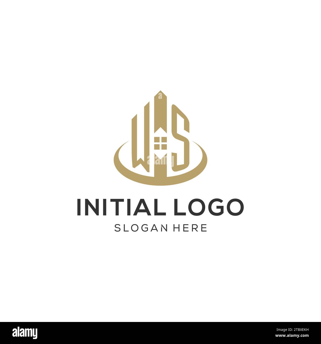 Initial WS logo with creative house icon, modern and professional real ...