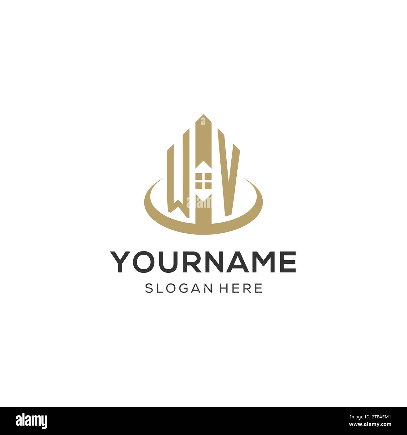 Initial WV logo with creative house icon, modern and professional real ...