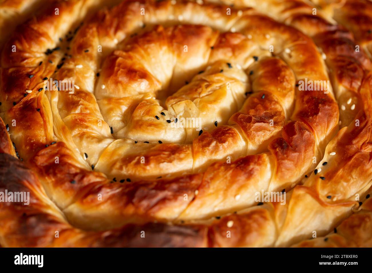 Traditional Turkish pastry with cheese.Turkish Tepsi Boregi, Round ...