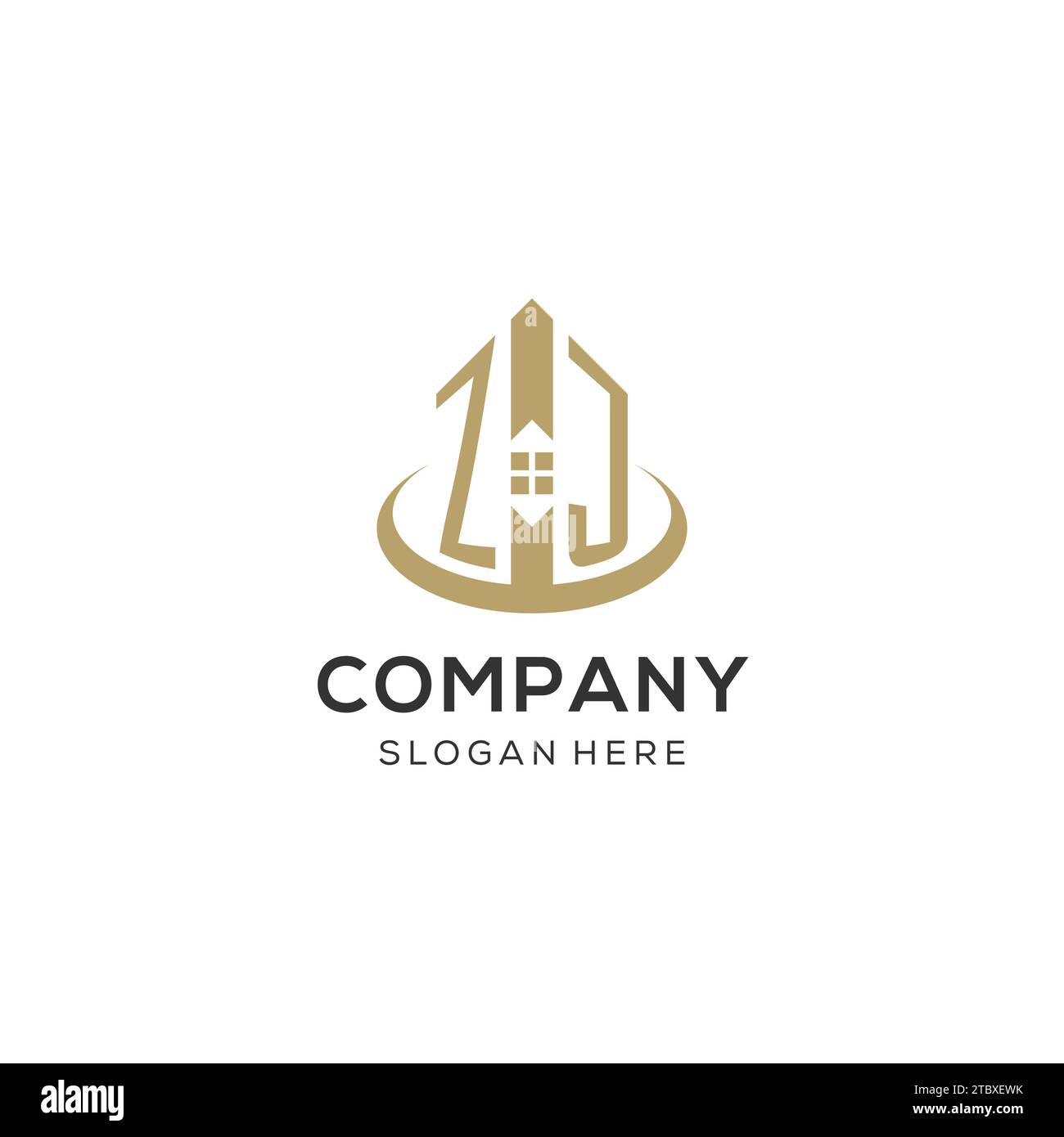 Initial ZJ logo with creative house icon, modern and professional real ...