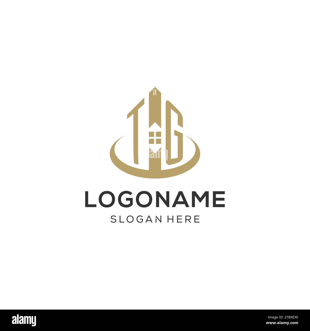 Initial TG logo with creative house icon, modern and professional real ...