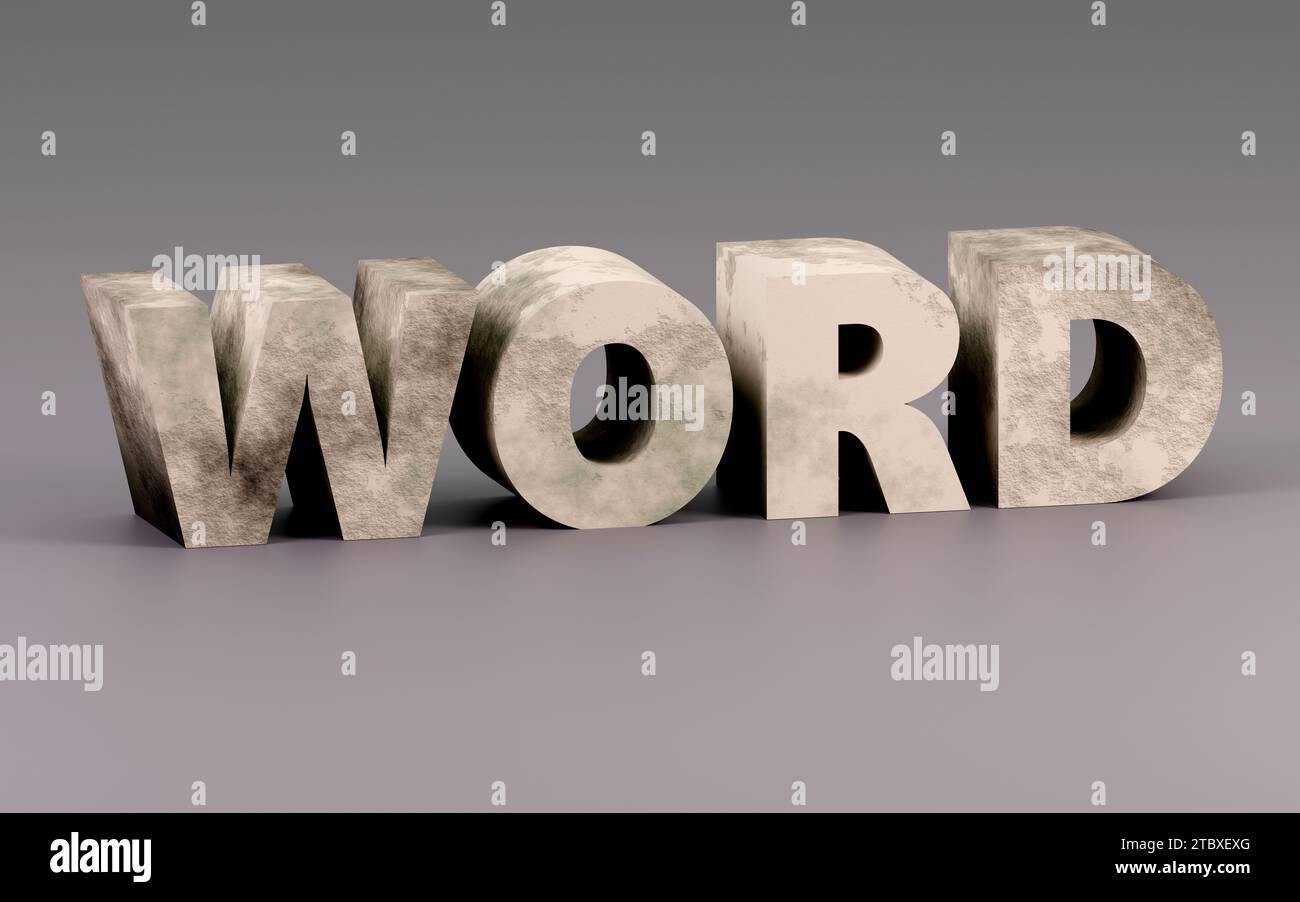 Concrete Word: A 3D Illustration of the Word Word in Stone Letters ...