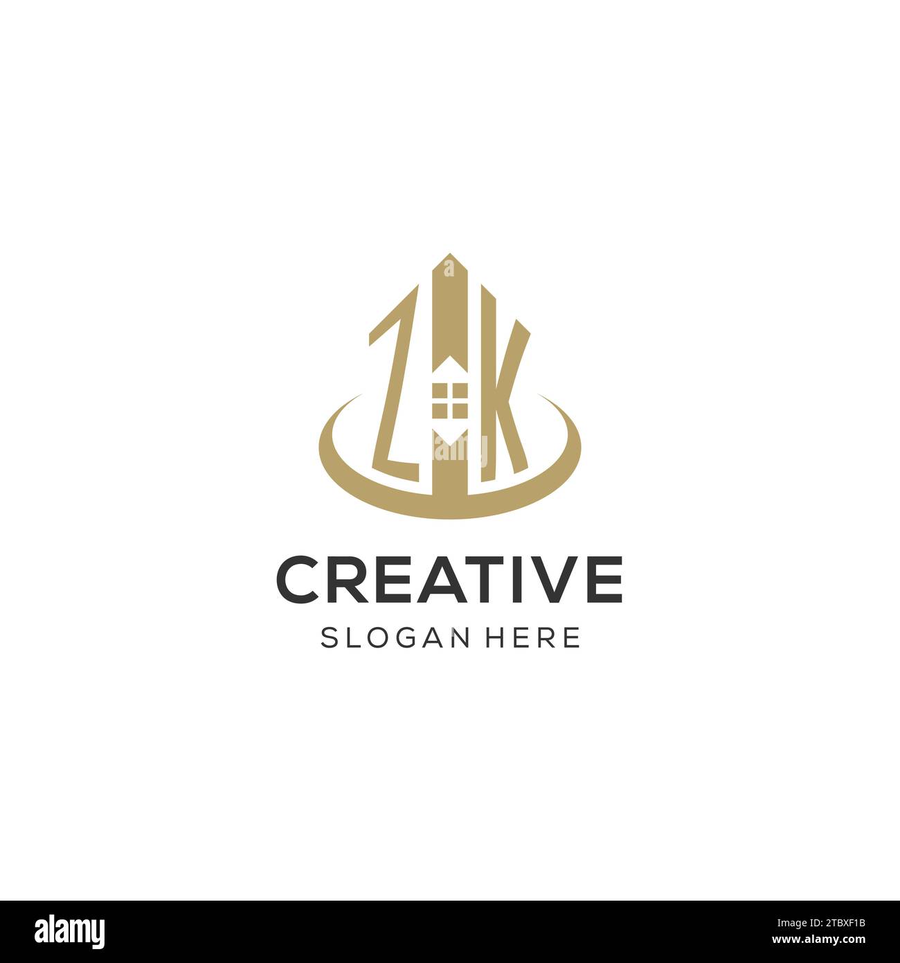 Initial ZK logo with creative house icon, modern and professional real ...