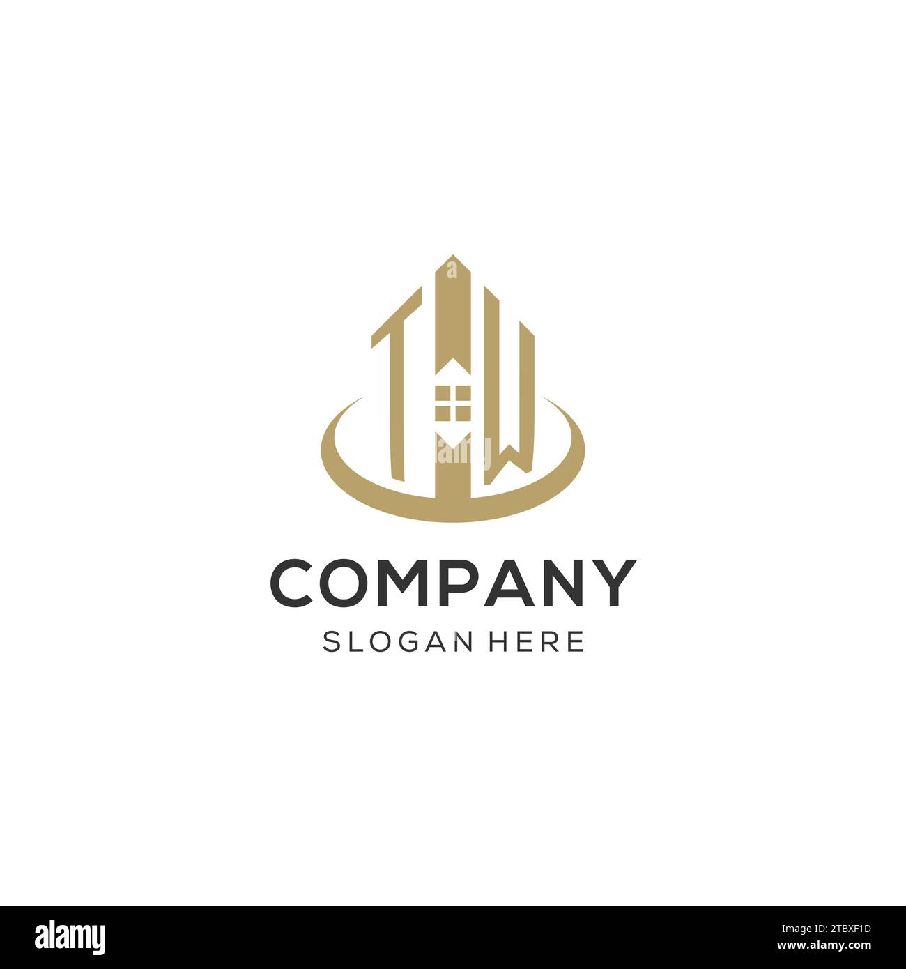 Initial TW logo with creative house icon, modern and professional real ...