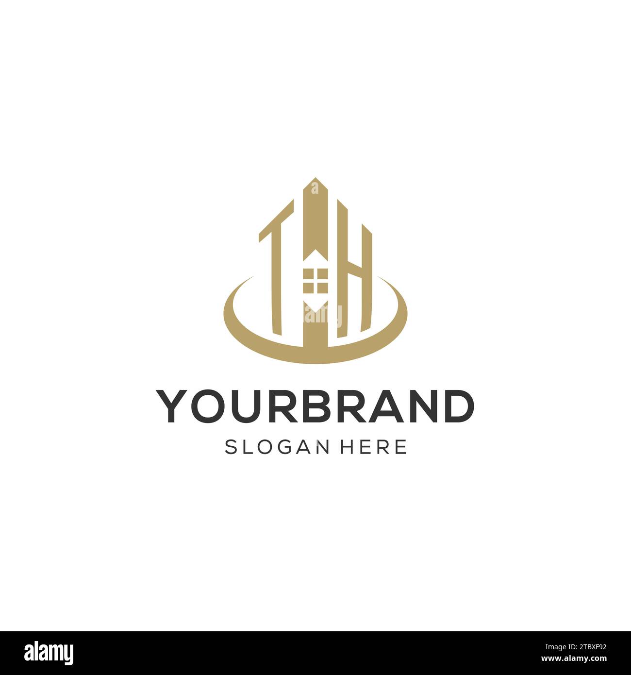 Initial TH logo with creative house icon, modern and professional real ...