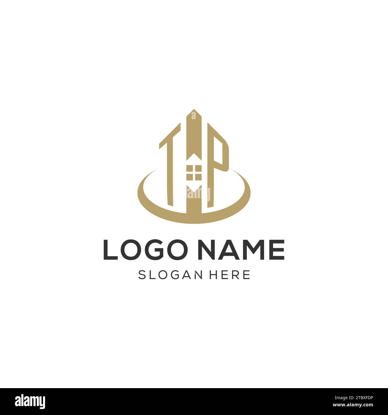 Initial TP logo with creative house icon, modern and professional real ...