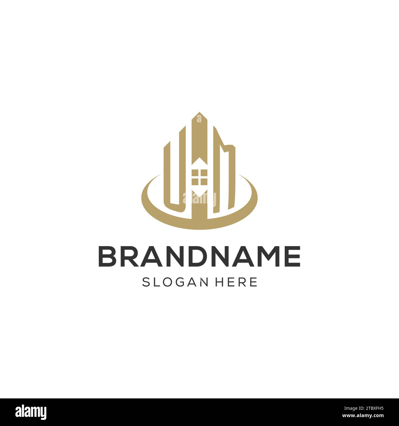 Initial UM logo with creative house icon, modern and professional real ...