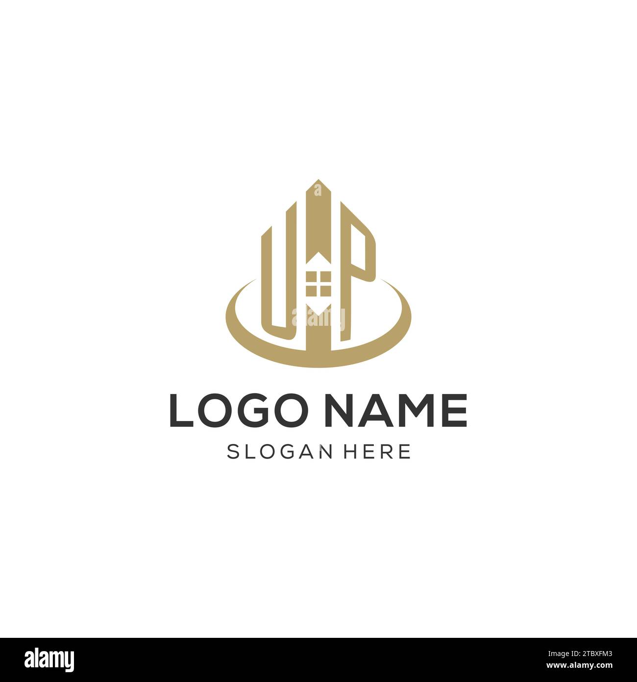 Initial UP logo with creative house icon, modern and professional real ...