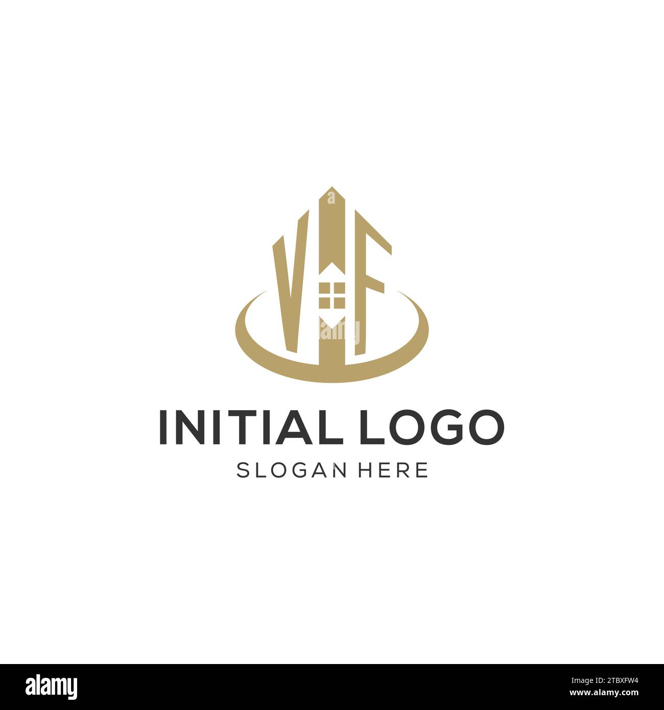 Initial VF logo with creative house icon, modern and professional real ...