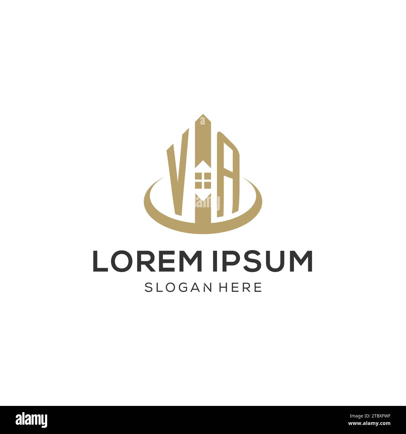 Initial VA logo with creative house icon, modern and professional real ...
