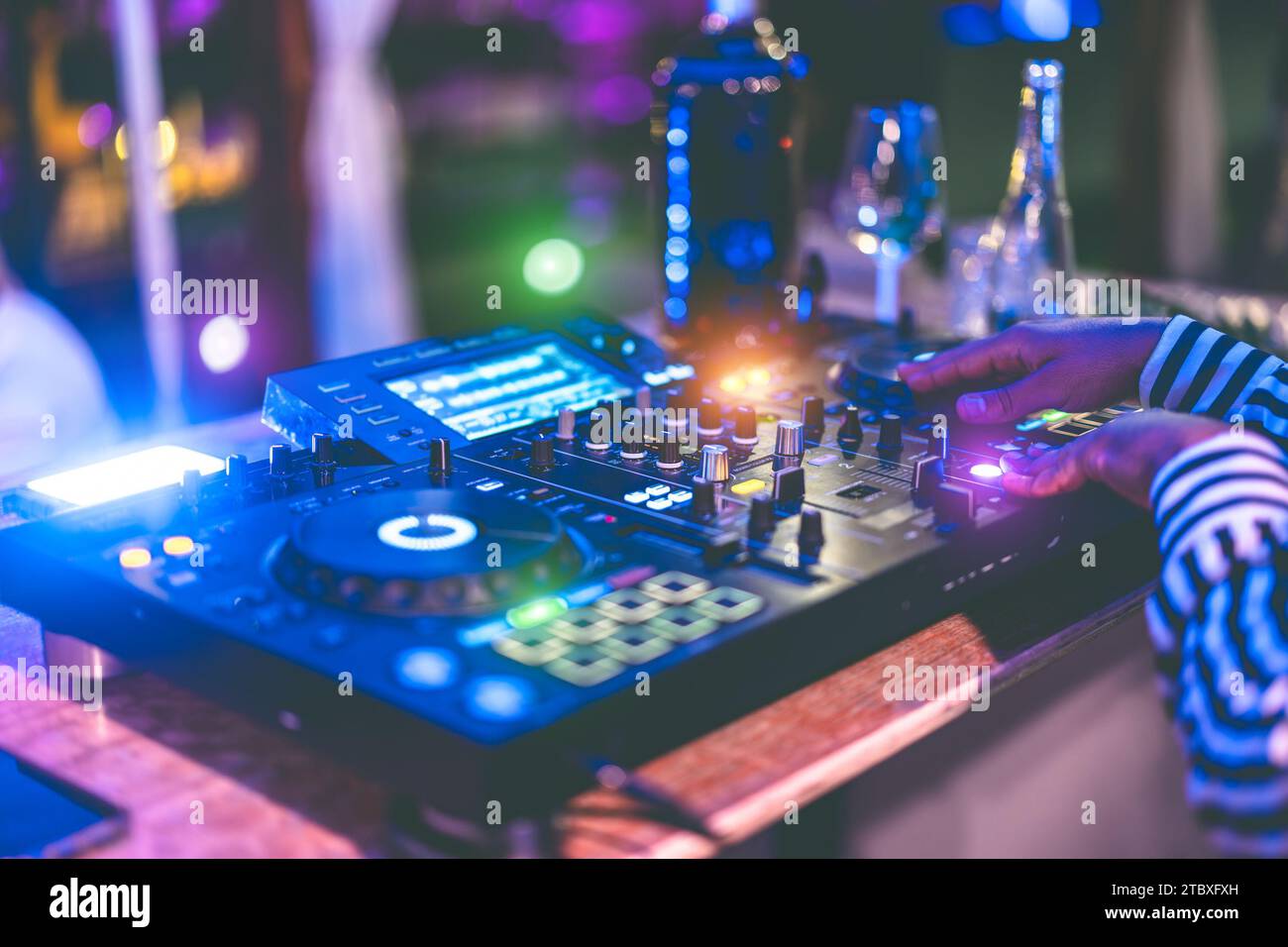 Dj mixing outdoor at new year's eve party festival - Holidays nightlife ...
