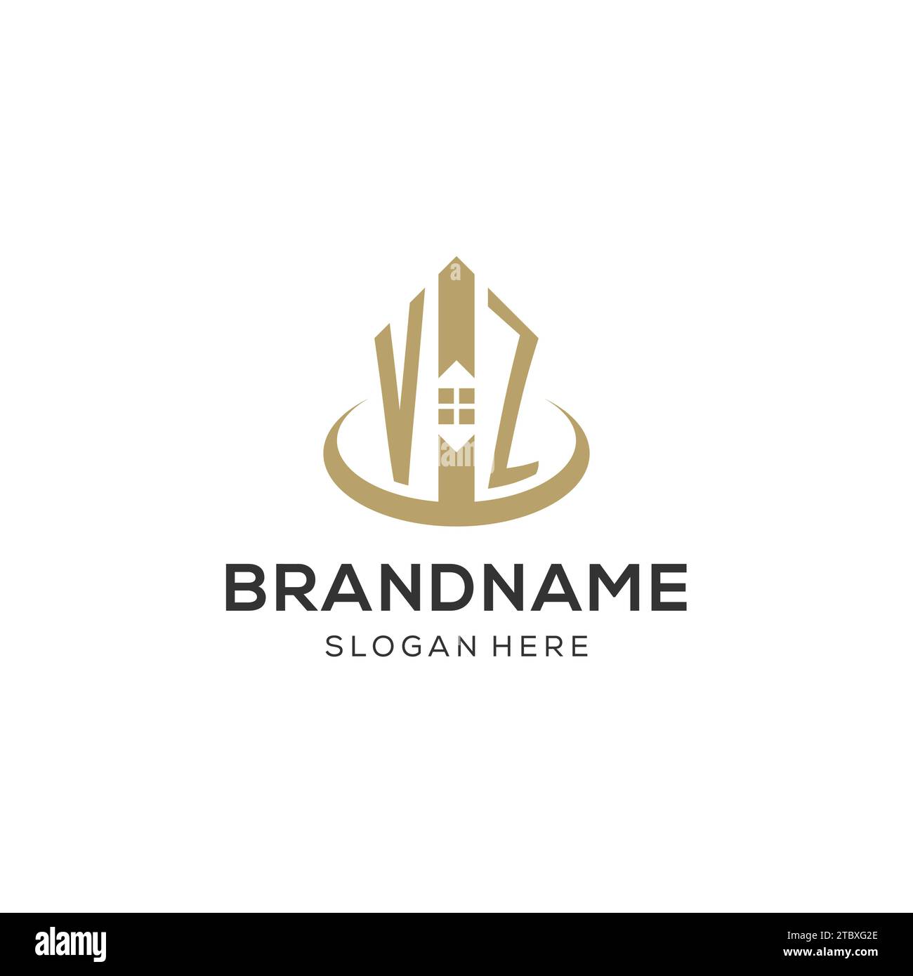 Initial VZ logo with creative house icon, modern and professional real ...
