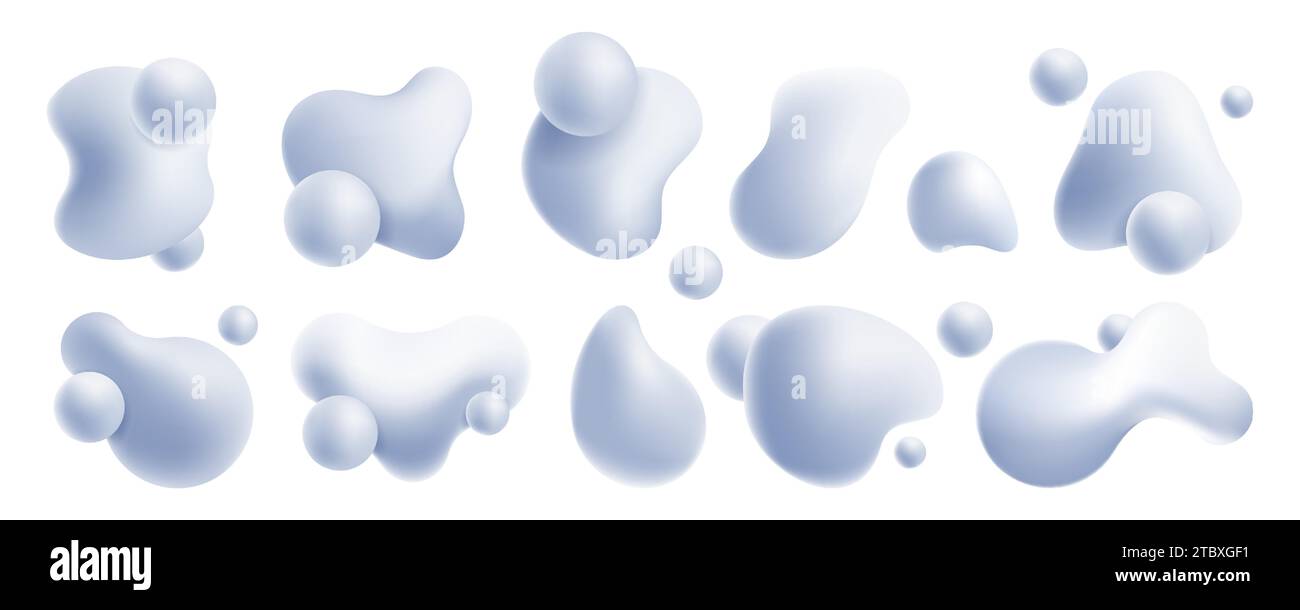 Liquid render shapes. Abstract flowing abstract elements with glossy ...