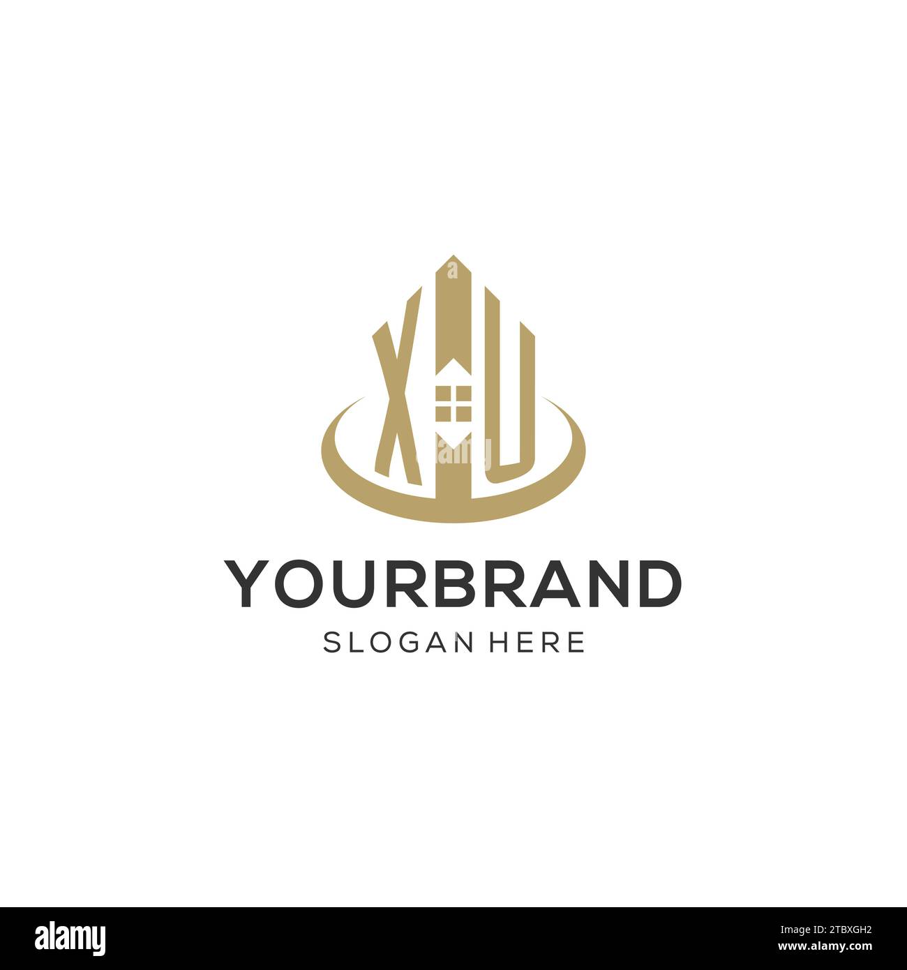 Initial XU logo with creative house icon, modern and professional real ...