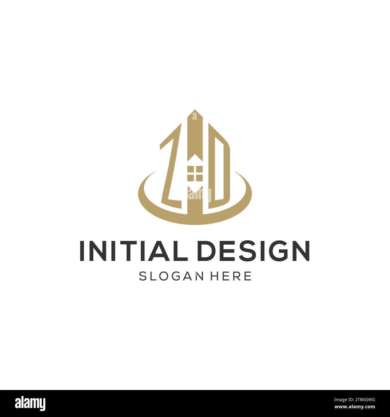 Initial ZD logo with creative house icon, modern and professional real ...