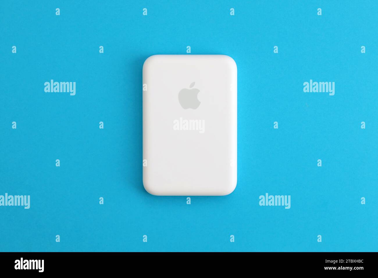 KYIV, UKRAINE - OCTOBER 31, 2023 Apple MagSafe battery device for ...