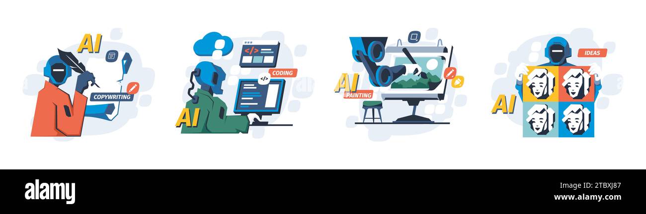 Generative art. AI generated abstract paintings, machine learning ...