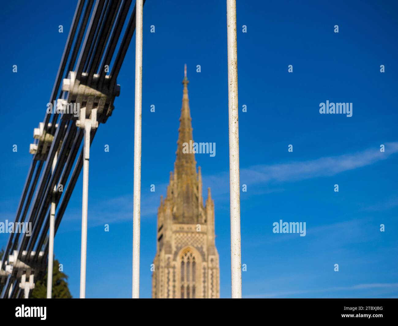 Marlow Suspension Bridge, With the Spire of All Saints Church, River ...