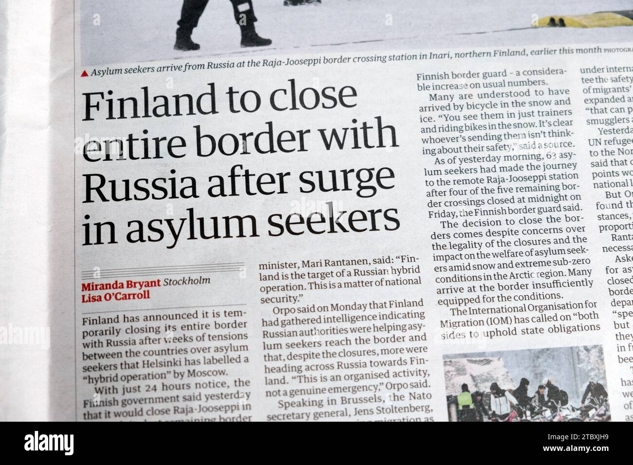 'Finland to close entire border with Russia after surge in asylum seekers' Guardian newspaper ...