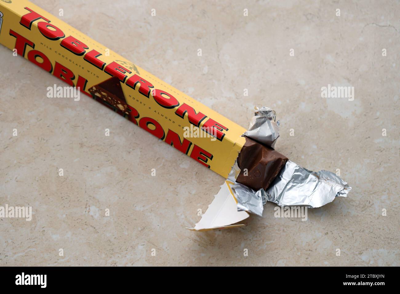 KYIV, UKRAINE - OCTOBER 31, 2023 Yellow Toblerone Chocolate Bar ...