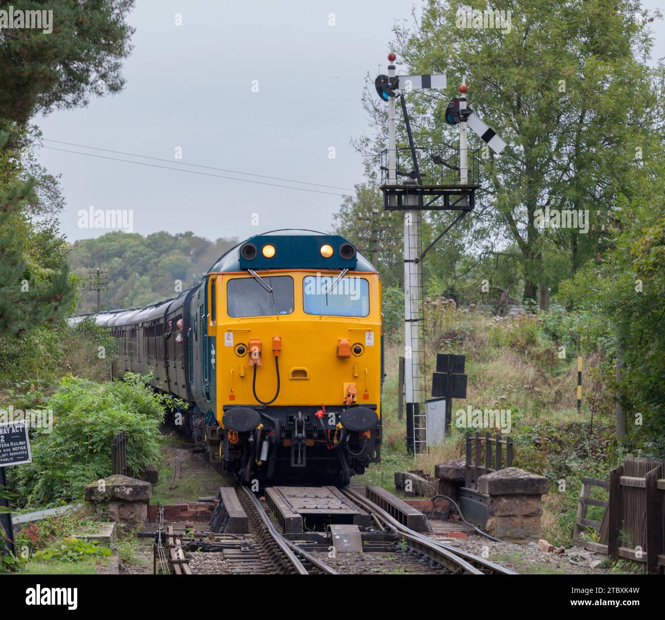 British Rail Blue preserved class 50 locomotive 50035 Ark Royal passing ...