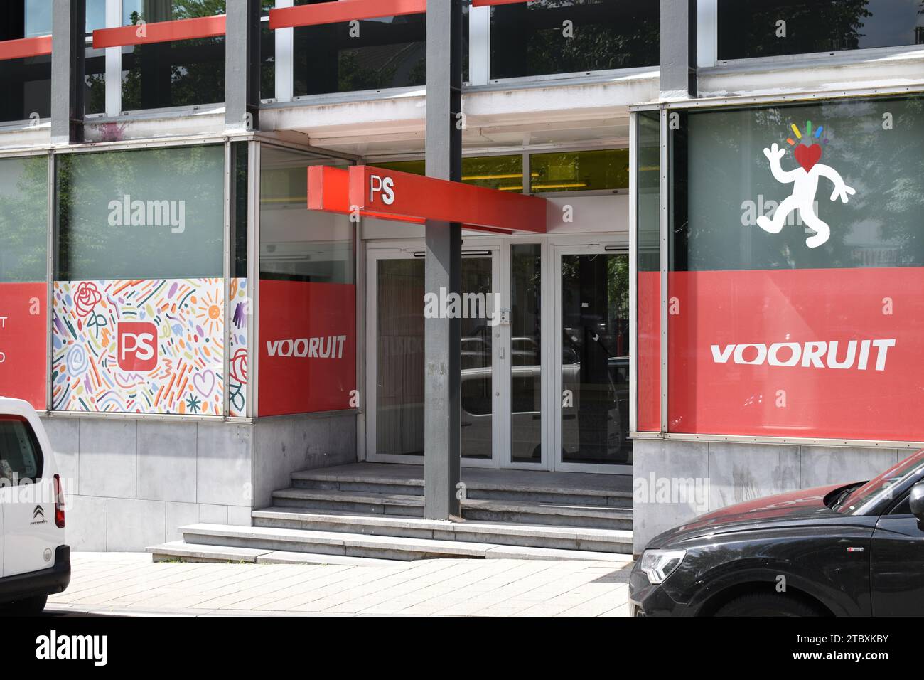 Front entrance to the building which houses the headquarters of the PS ...
