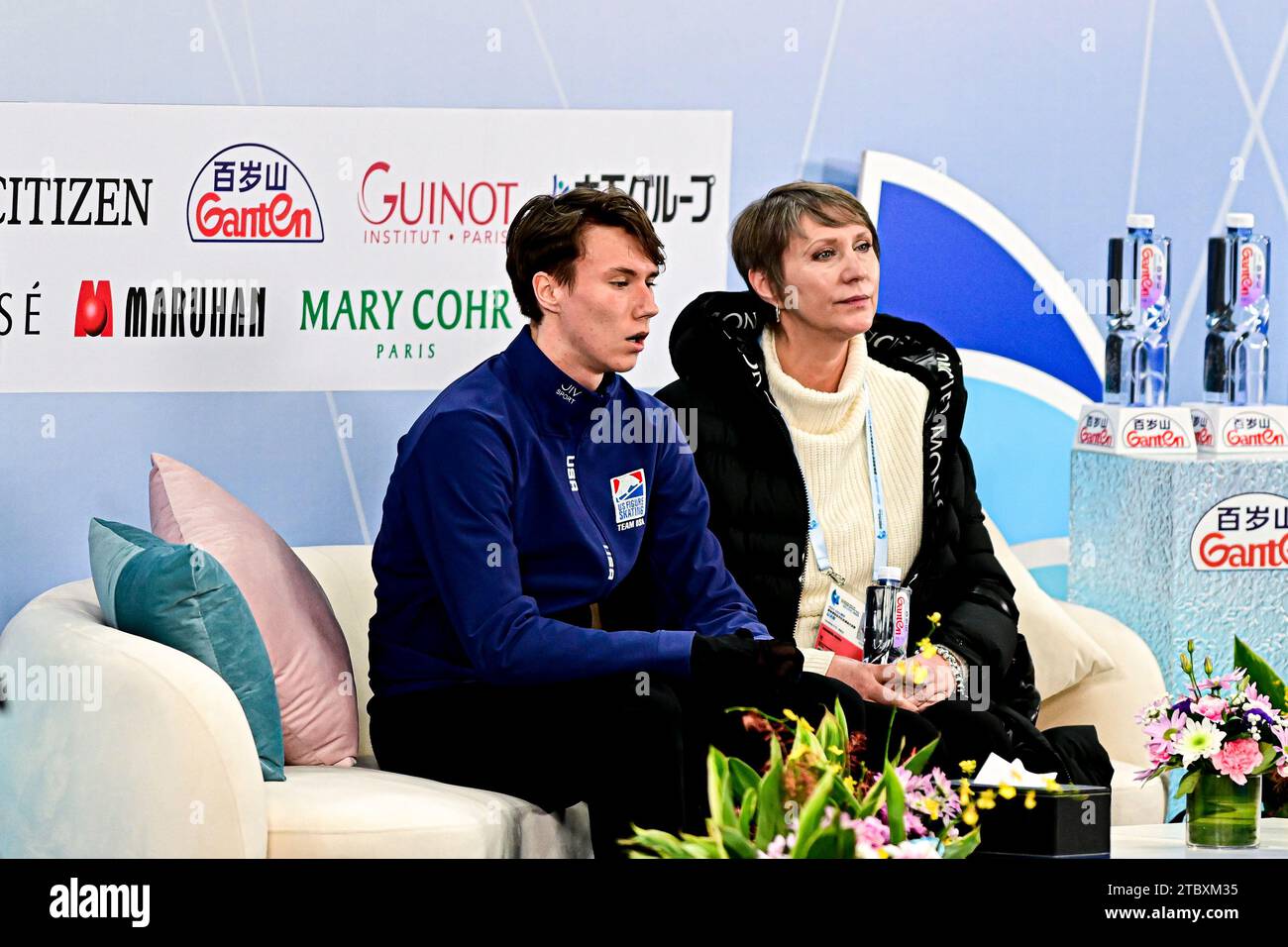Beijing, China. 9th Dec 2023. Daniel MARTYNOV (USA), at Kiss & Cry, during Junior Men Free ...