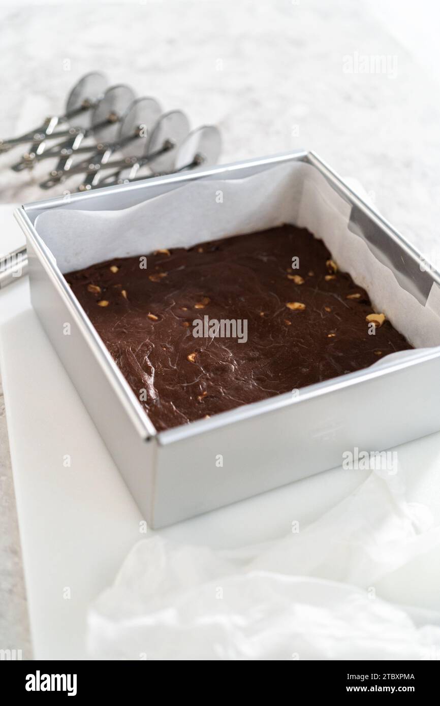 Chocolate macadamia fudge Stock Photo - Alamy