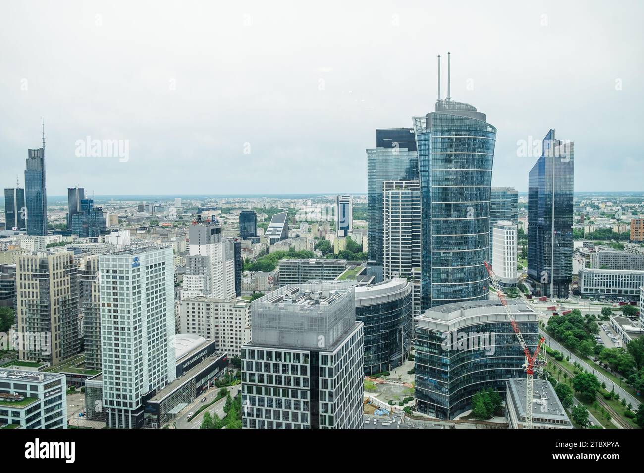Aerial view of Warsaw's iconic high-rise buildings Stock Photo - Alamy