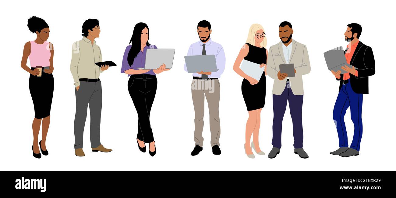 Set of Business people using gadgets vector Stock Vector Image & Art ...