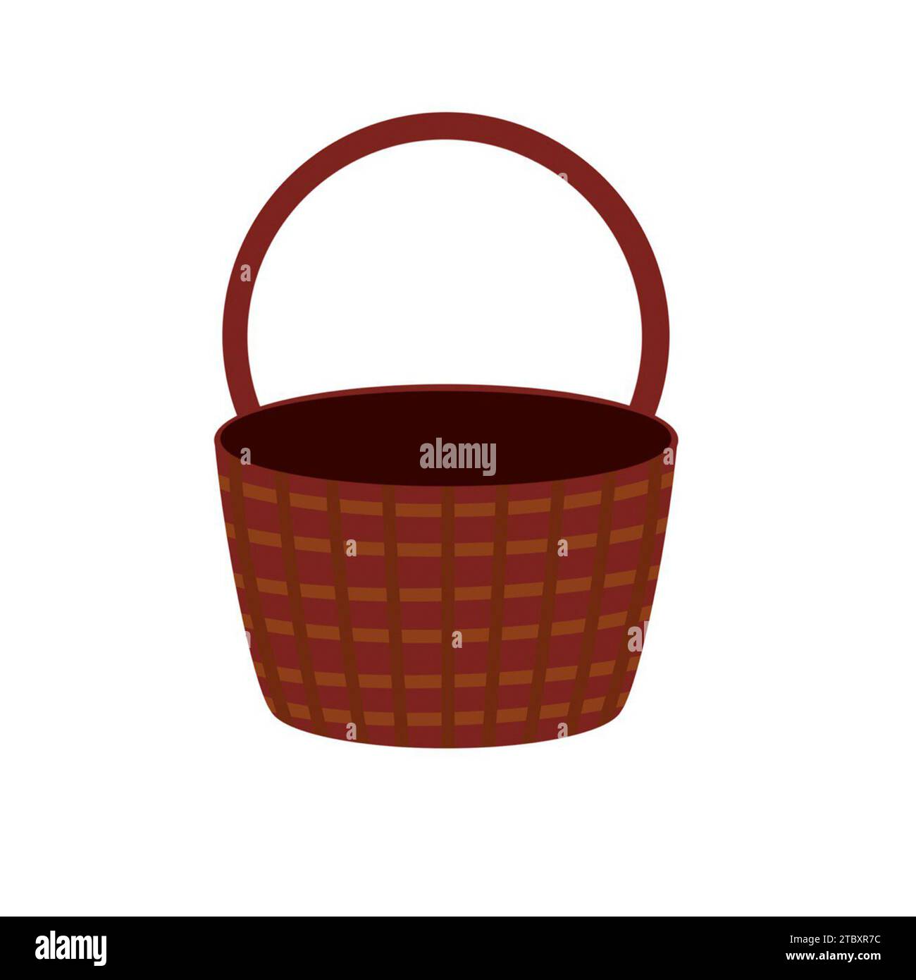Rustic illustration of a wicker brown basket hand-drawn on a white ...