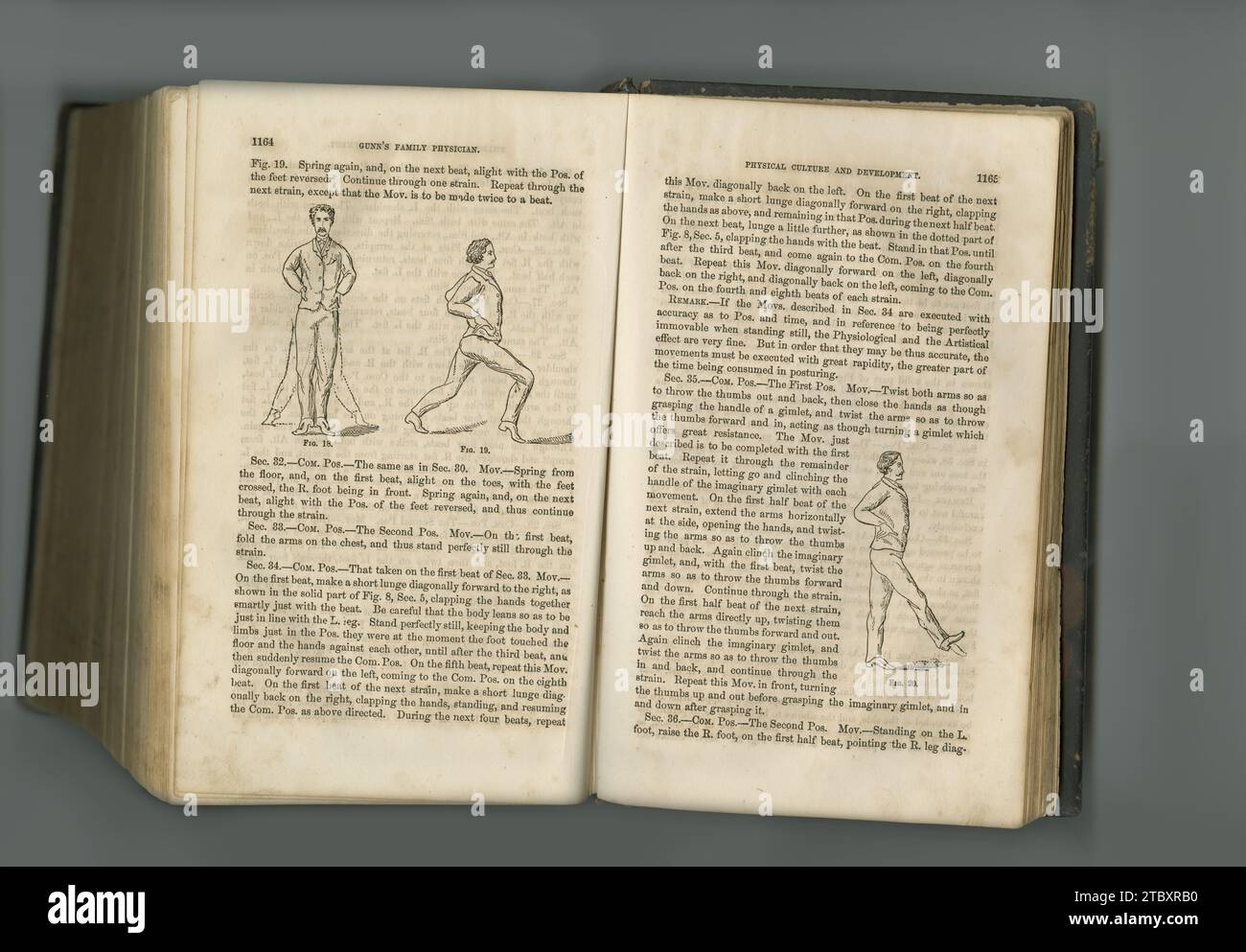 Old book, guide and vintage pages of physical culture, antique ...