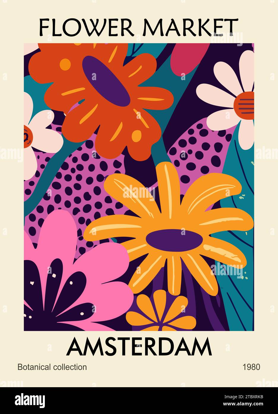 Abstract Flower Market Amsterdam poster vector art Stock Vector Image ...