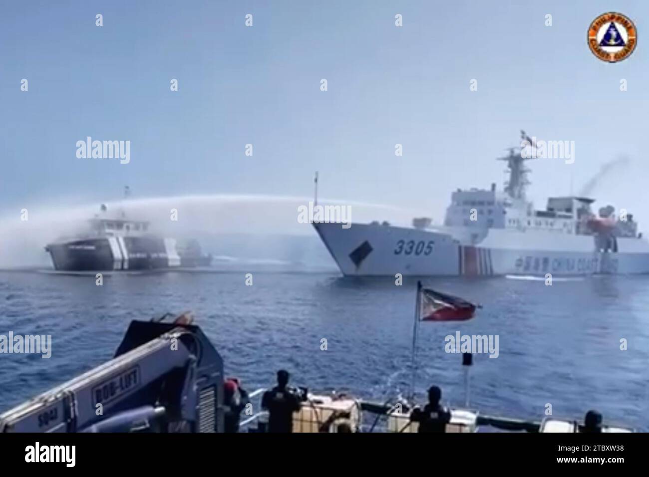 In this image taken from video provided by the Philippine Coast Guard ...