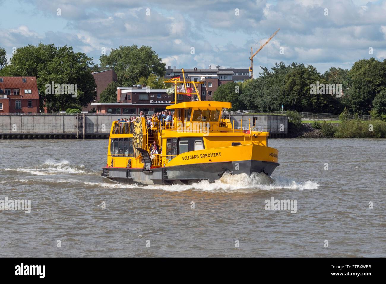 Lion King sponsored harbour ferry boat viewed from the 62 HADAG ferry ...
