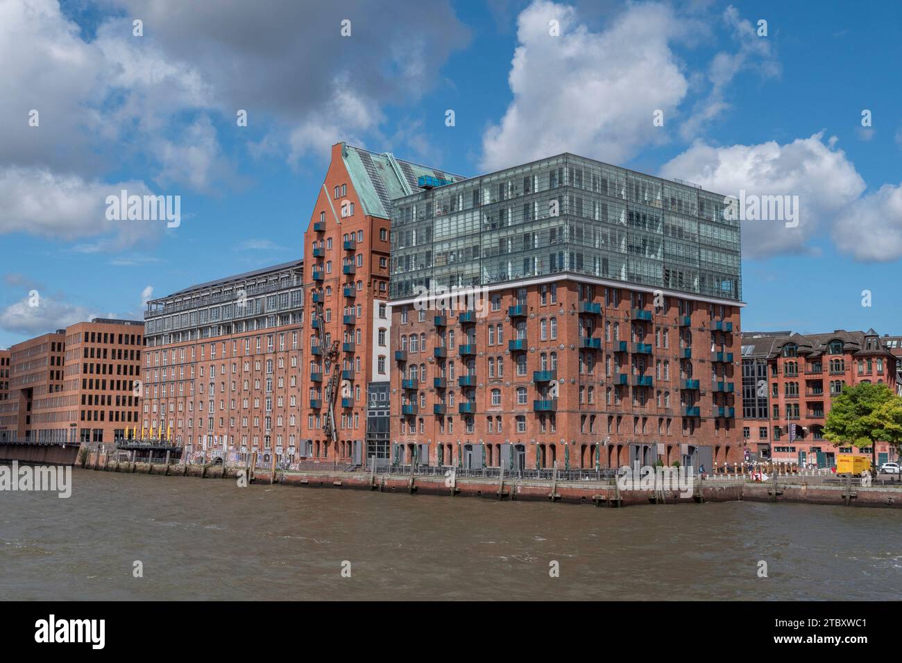 The GINN Hotel Hamburg Elbspeicher viewed from the Altona HADAG ferry ...