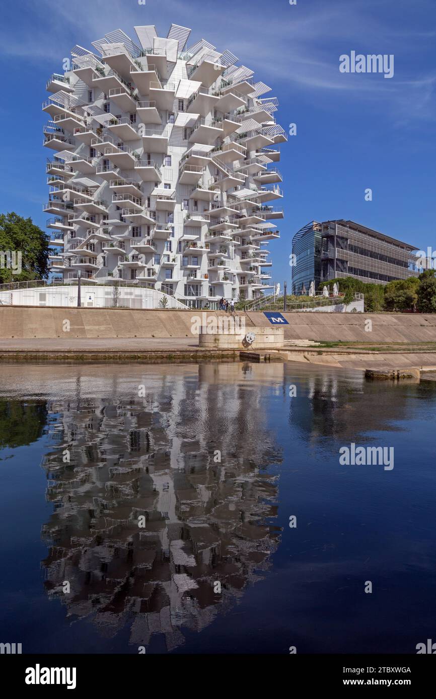 Modern building "L'Arbre Blanc". Les Berges du Lez. Montpellier ...