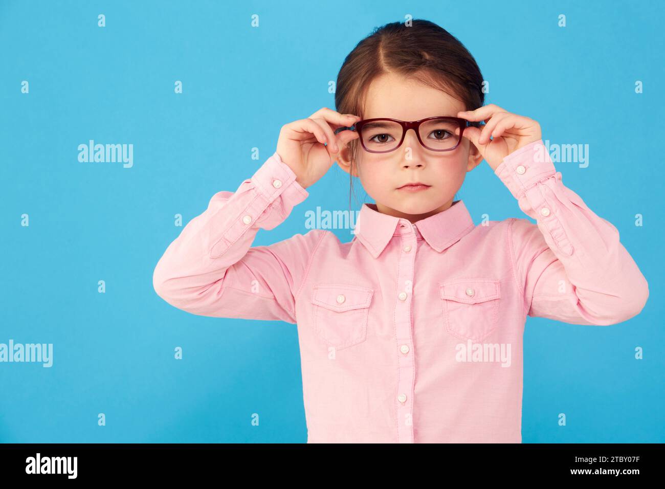 Glasses, child and portrait with eye, geek and modern fashion in a ...