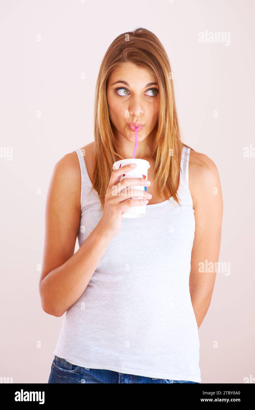 Women drinking ice cold soda hi-res stock photography and images - Alamy