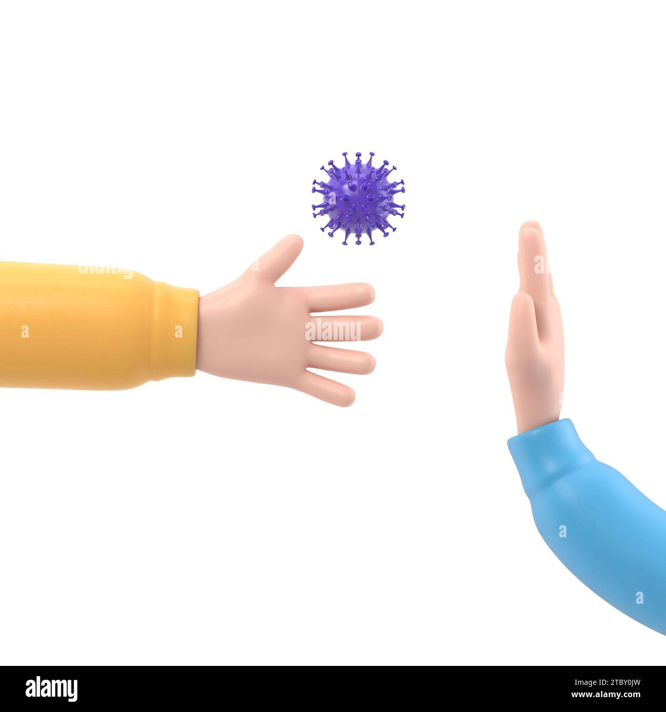 Bacteria on hand. Coronavirus transmitted through a handshake. Gesture ...