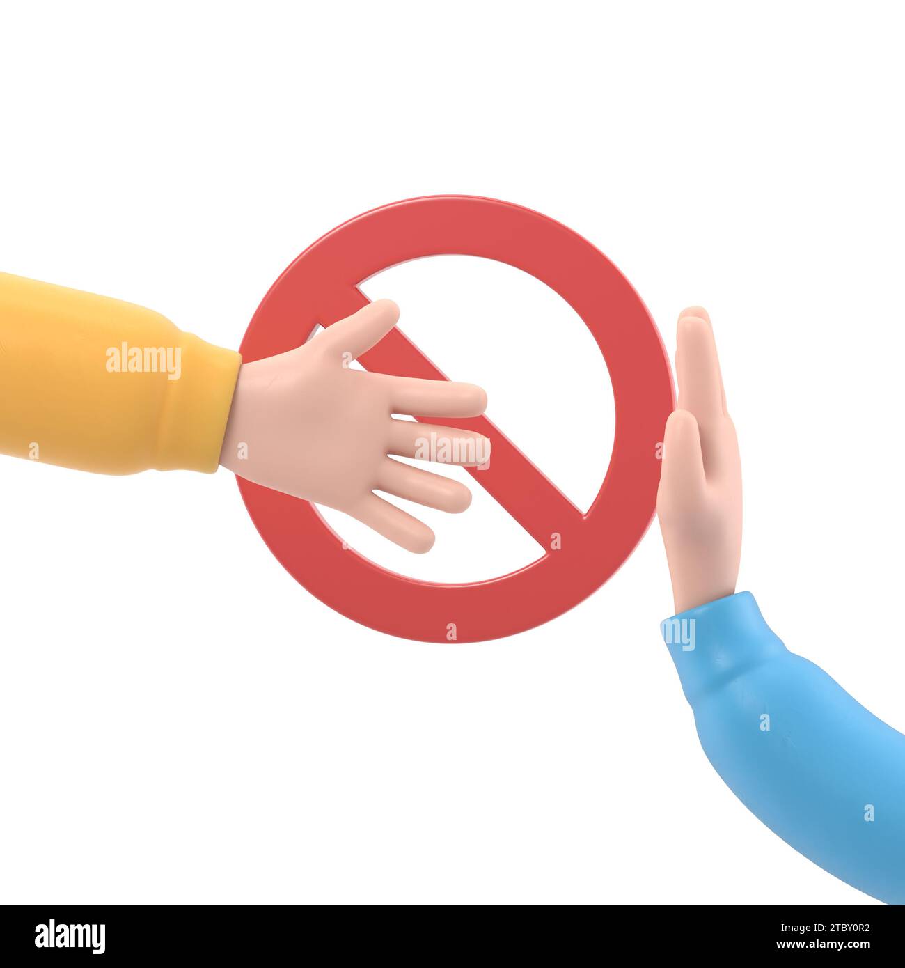 Do not contact. No handshake icon. Red prohibition sign. Precautions ...