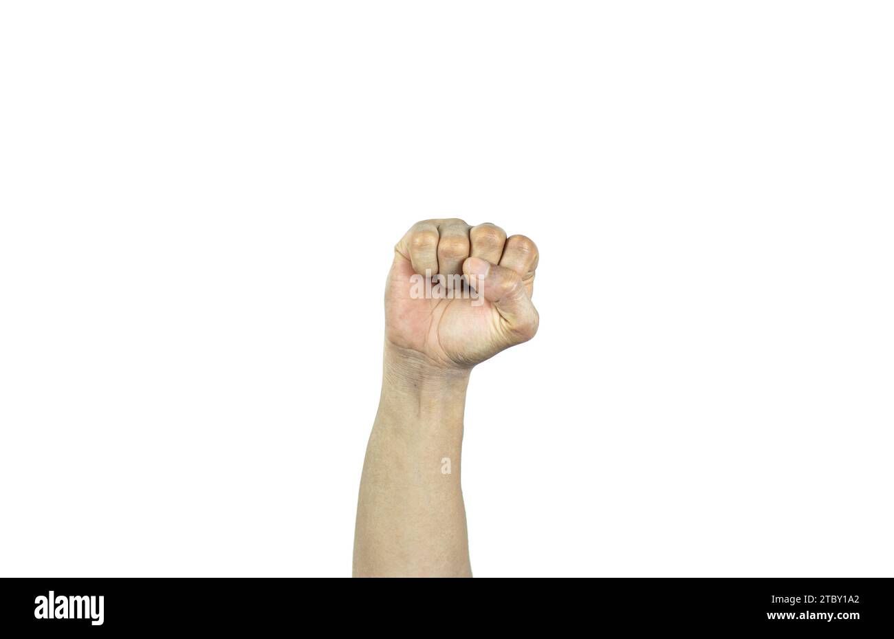 Man hand with a fist isolated on a white background Stock Photo - Alamy