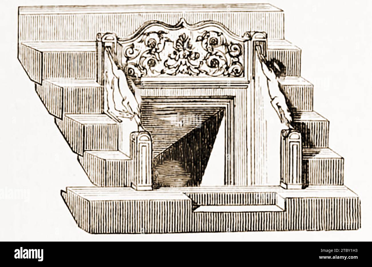 An old engraving showing the Roman Vomitorium in the Coliseum or ...