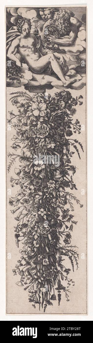 Flora Receiving Flowers and Festoon of Flowers 1958 by Rene Boyvin ...