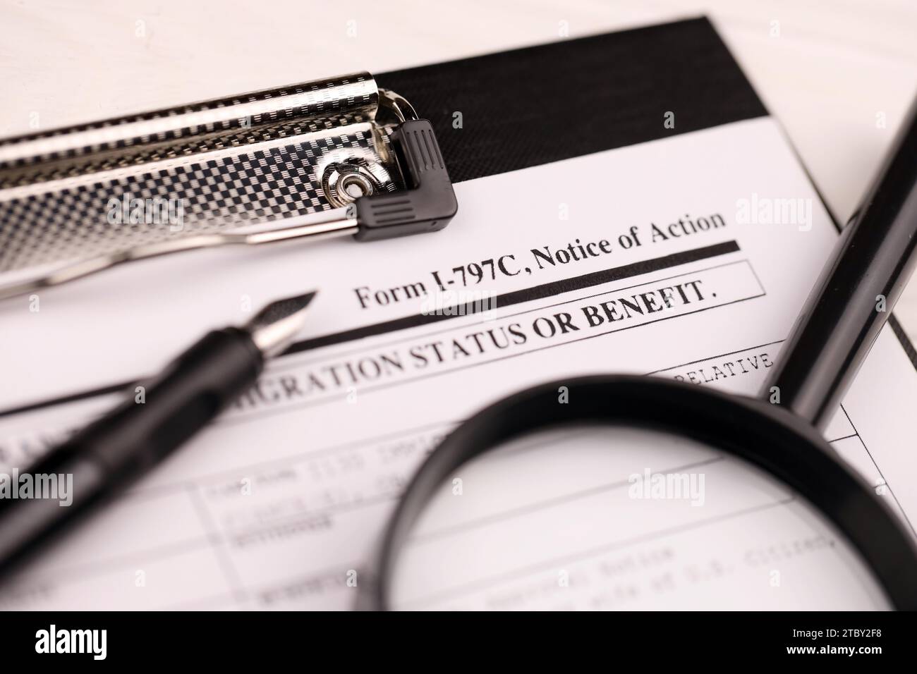 I-797c Notice of action blank form on A4 tablet lies on office table ...