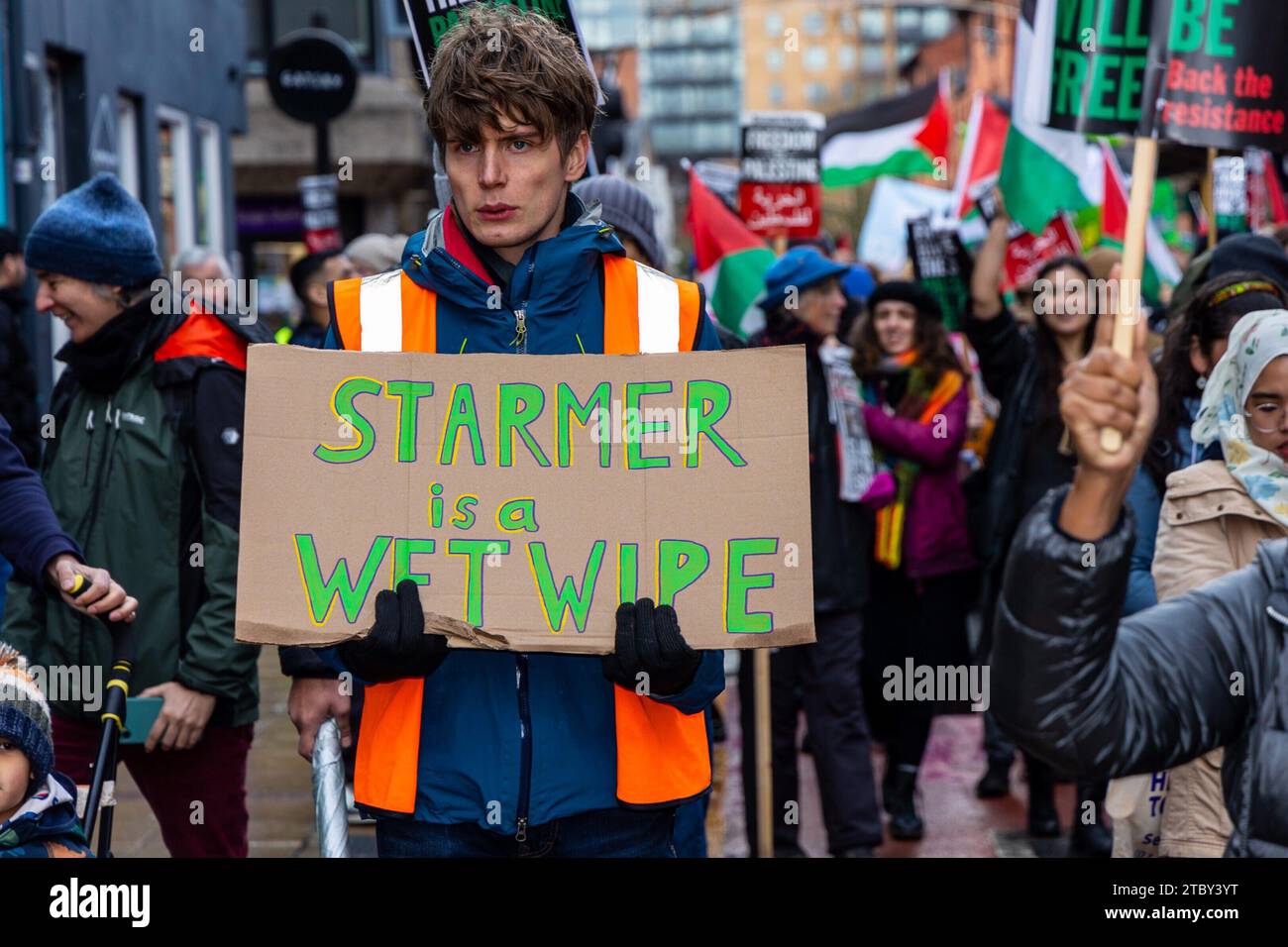 Sheffield, UK, 09 Dec 2023, Climate Justice march held in Sheffield. A ...