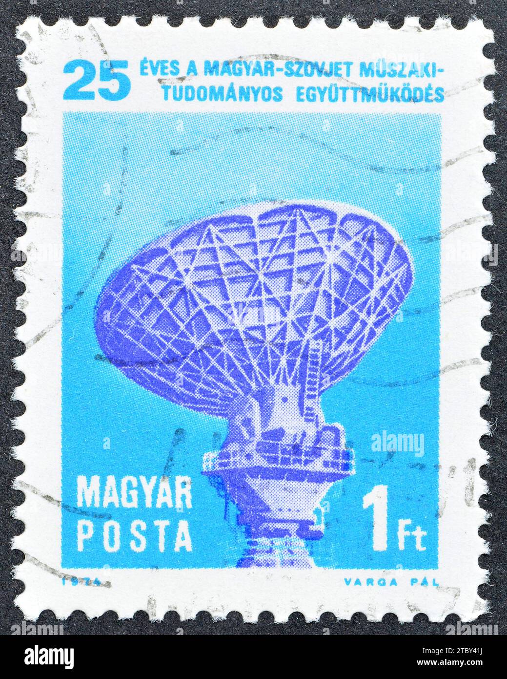 Cancelled postage stamp printed by Hungary, that shows Parabolic ...