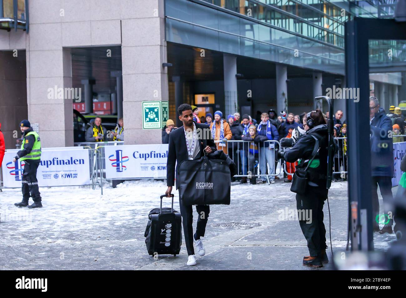 Oslo, Norway, 9th December 2023. Bodø/Glimt's Amahl Pellegrino arrives ...